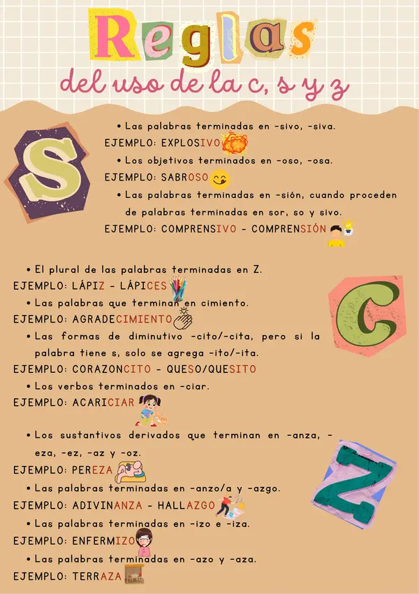 Reglas para el uso de la C, S y Z | profe.social