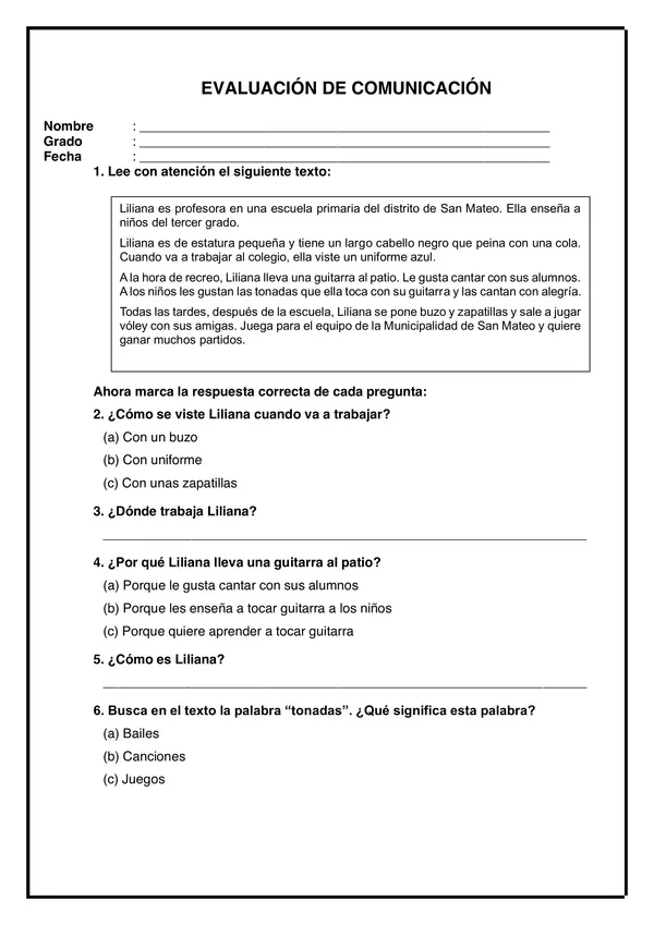 EXAMEN 6 - COMUNICACIÓN II PARTE | profe.social