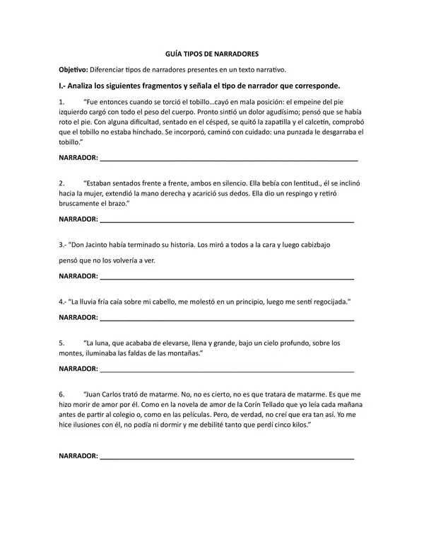 tipos de narrador | profe.social