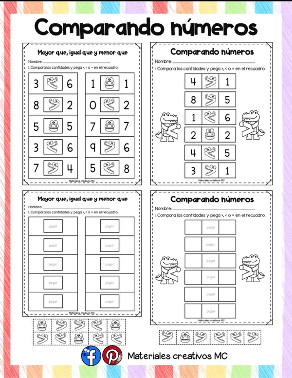 EDITABLE MAYOR QUE , IGUAL QUE Y MENOR QUE | profe.social