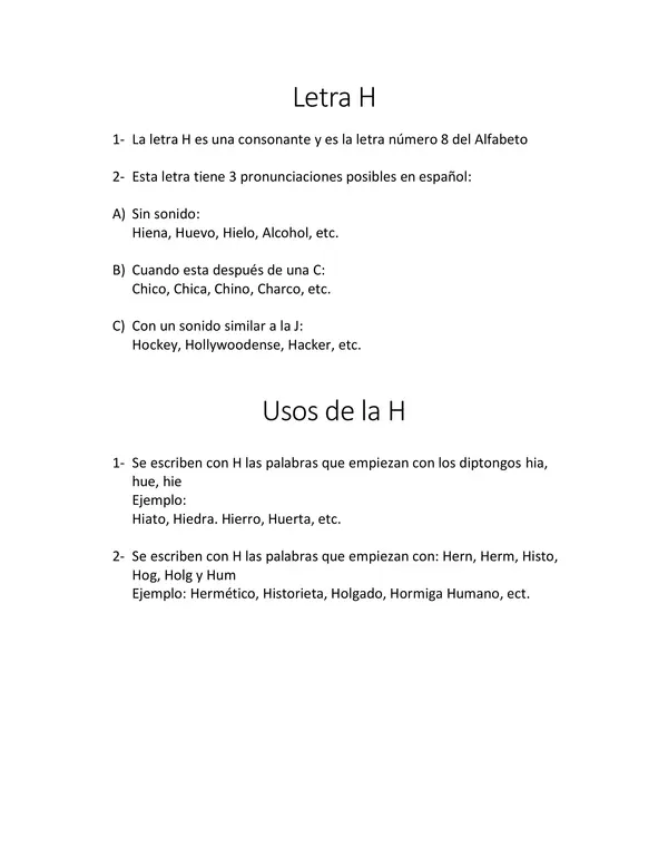 La Letra H | profe.social