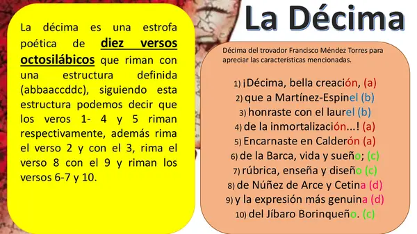 La décima - poesía | profe.social