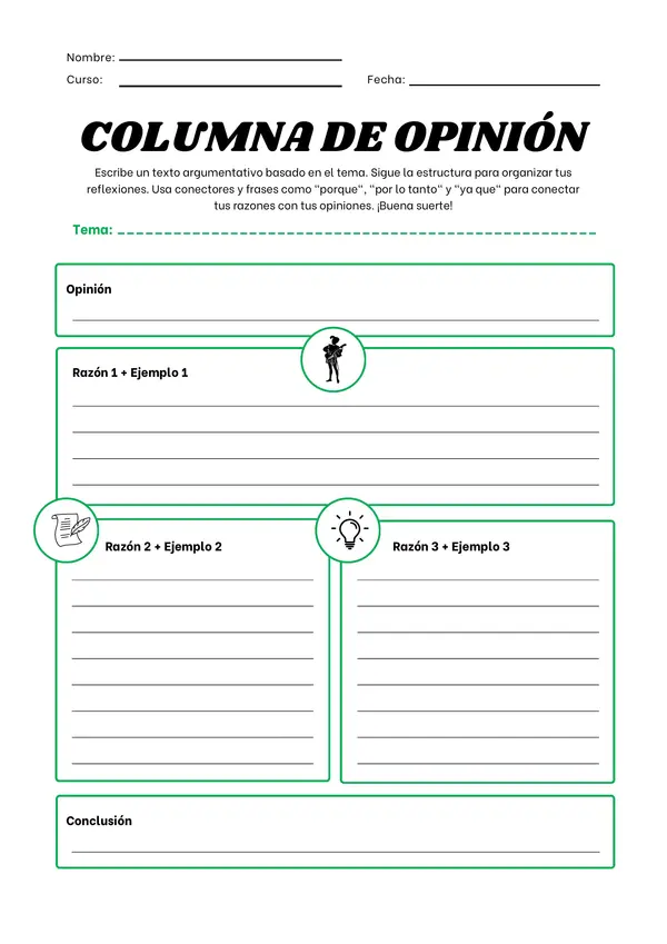 Plantilla escritura de columna de opinión | profe.social