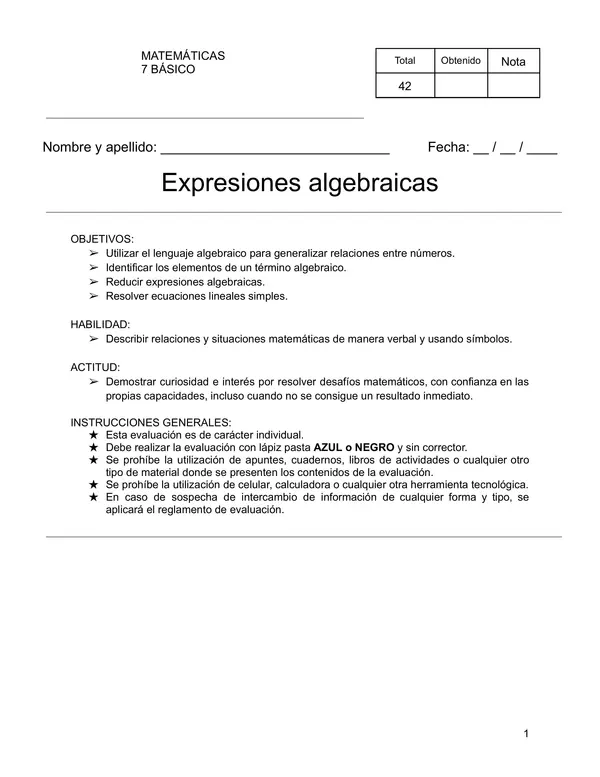 Expresiones algebraicas | profe.social