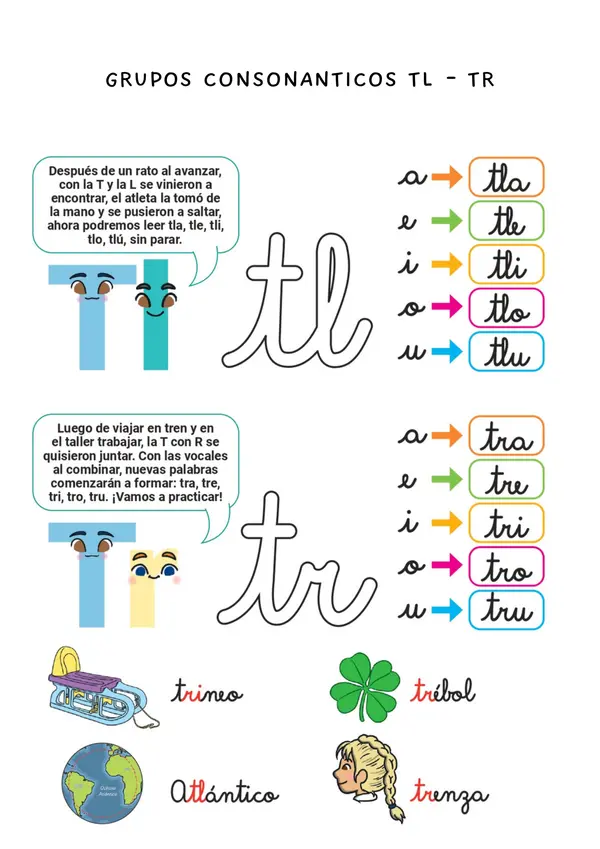 Cuadernillo grupos consonánticos TL-TD-DR | profe.social