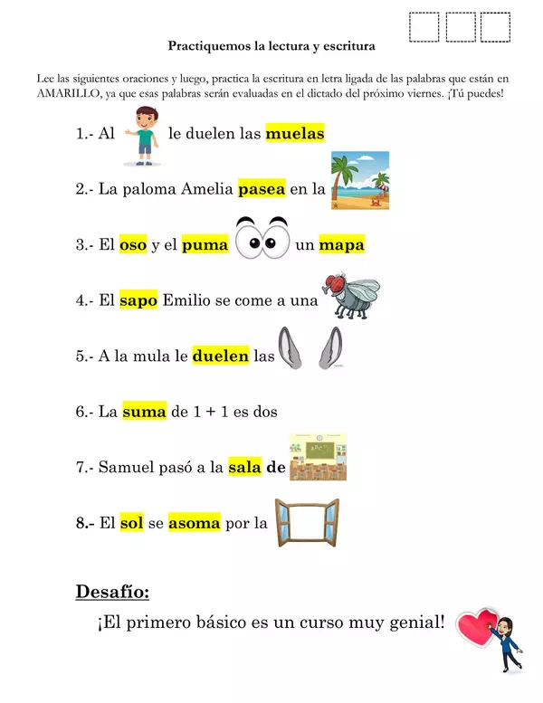 LECTURA Y ESCRITURA PRIMERO BÁSICO | profe.social