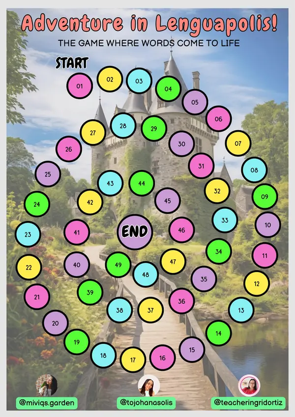 Board Game: Adventure in Lenguapolis (English grammar) | profe.social