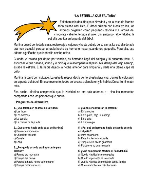 COMPRENSIÓN DE LECTURA: NAVIDAD | profe.social