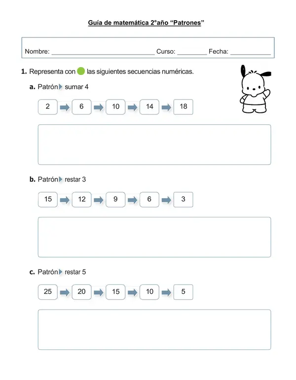 Guía de matemática 2° año "Patrones" | profe.social