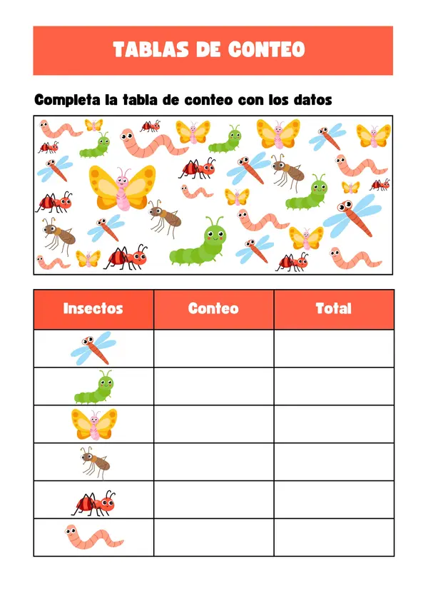 Guía: Completar tablas de conteo | profe.social