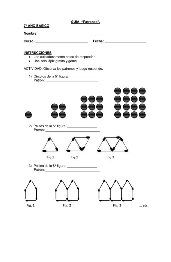 GUIA PATRONES, SEPTIMO BASICO MATEMATICAS CON SOLUCION | profe.social