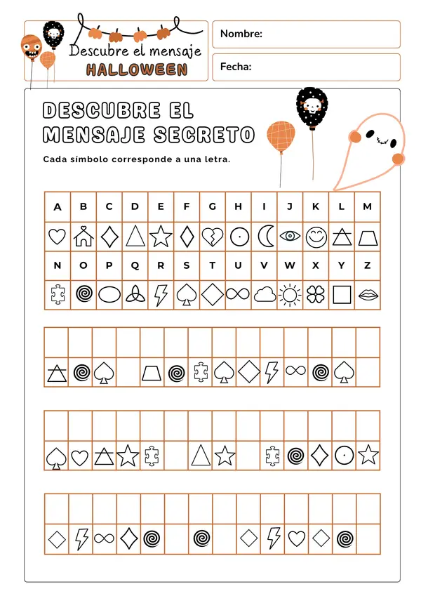 Actividad Descubre el mensaje secreto temática Halloween | profe.social
