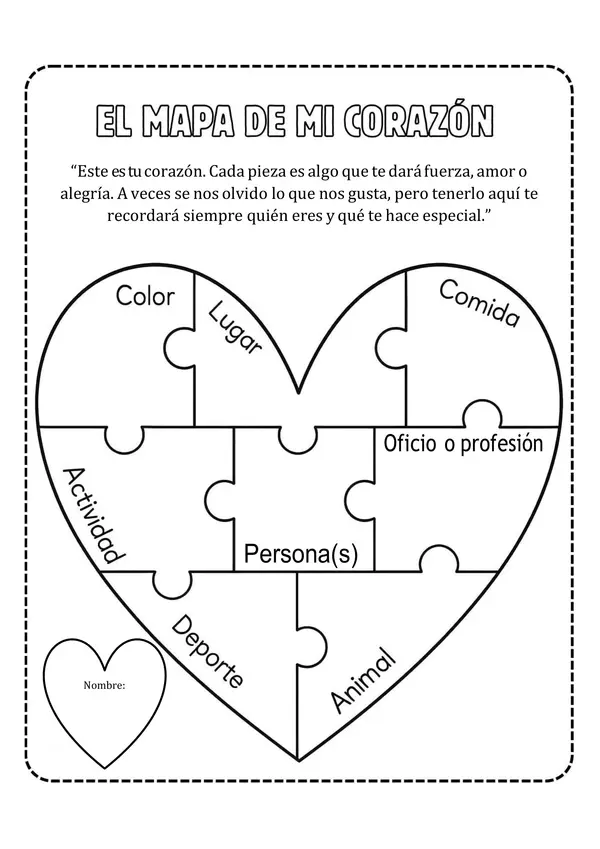 Mi corazón: actividad autoconocimiento | profe.social