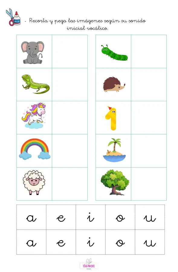 Clasificando Vocales: Sonidos Iniciales A-E-I-O-U | profe.social