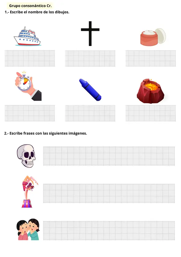 GRUPOS CONSONÁNTICOS GR Y CR | profe.social