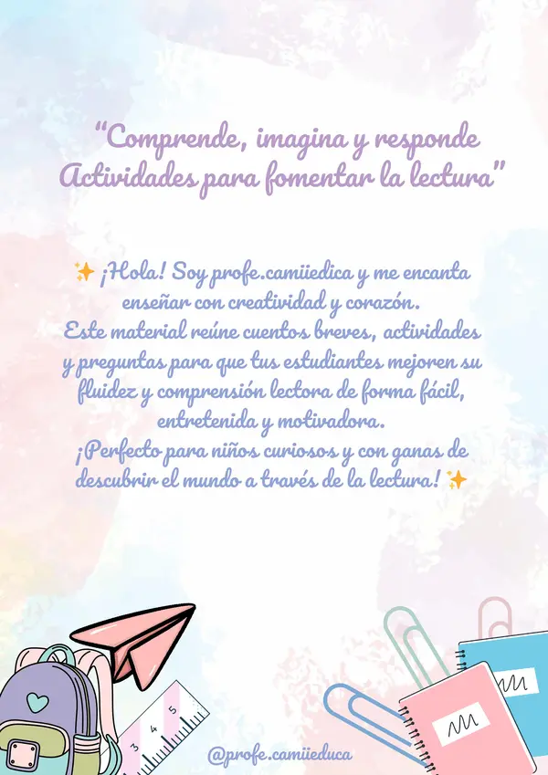 Cuadernillo fluidez lectora y comprensión | profe.social