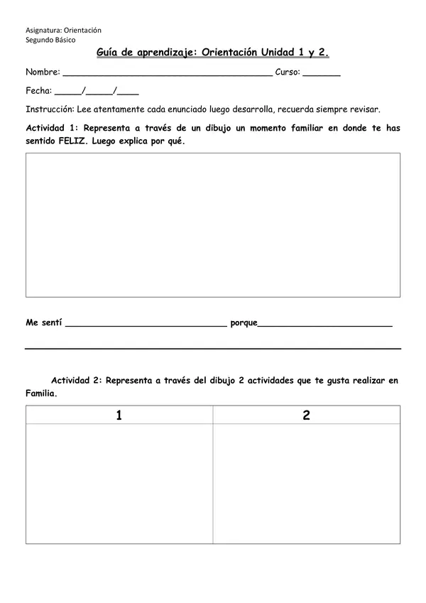 Orientación Unidad 1 y 2 segundo básico | profe.social