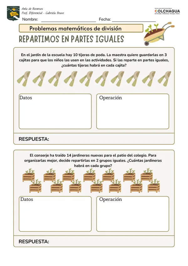 Problemas matemáticos divisiones | profe.social