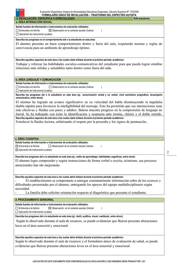 Formulario FUR (Reevaluación PIE) TEA - NEEP | profe.social