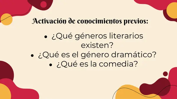 Género dramático: Comedia | profe.social