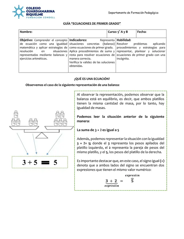 GUÍA “ECUACIONES DE PRIMER GRADO” | profe.social