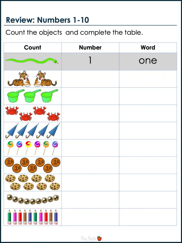 Math booklet: Numbers and counting to 100 | profe.social