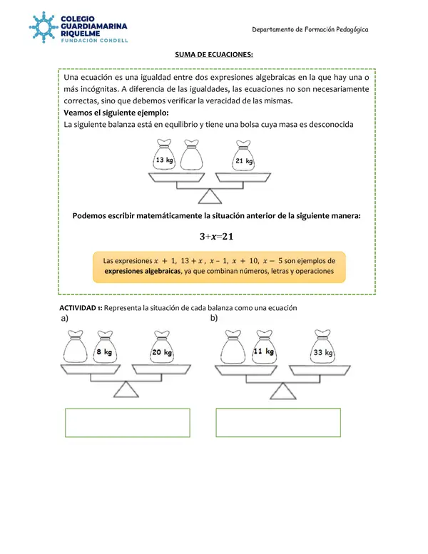 GUÍA “ECUACIONES DE PRIMER GRADO” | profe.social