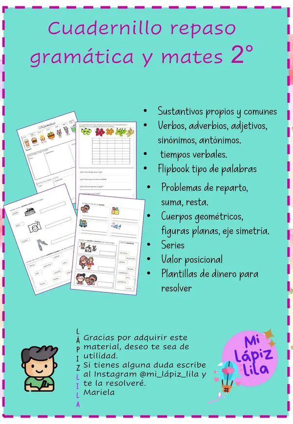 CUADERNILLO DE REPASO MATEMÁTICAS Y LENGUA 2° | profe.social