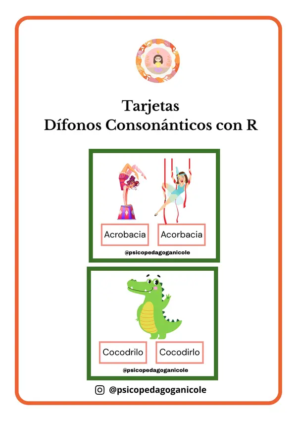 Tarjetas con Dífonos Consonánticos con R | profe.social