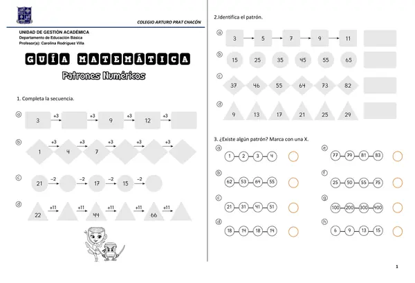 GUIA PATRONES NUMERICOS | profe.social