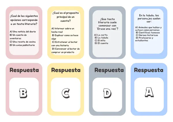 tarjetas imprimibles de comprensión de textos (SIMCE) | profe.social