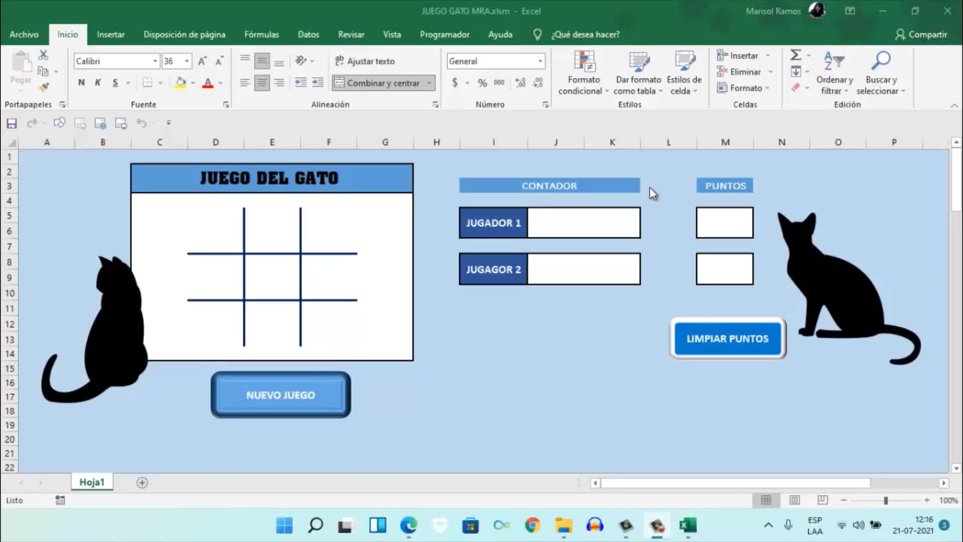 Juego Gato - Excel | profe.social