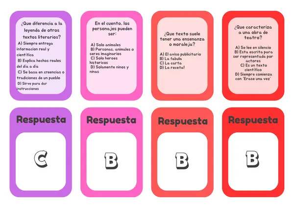 tarjetas imprimibles de comprensión de textos (SIMCE) | profe.social