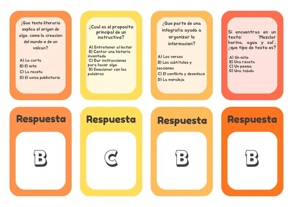 tarjetas imprimibles de comprensión de textos (SIMCE) | profe.social