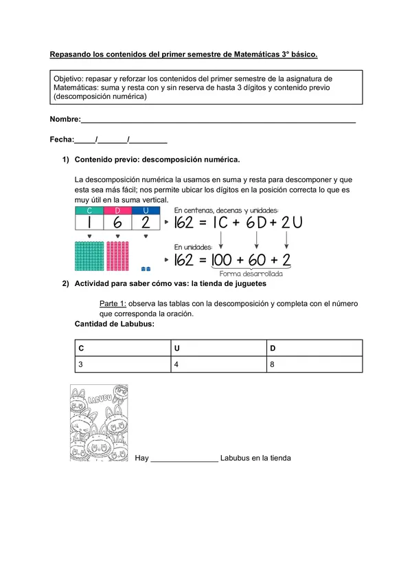Descomposición y composición numérica, suma y resta | profe.social