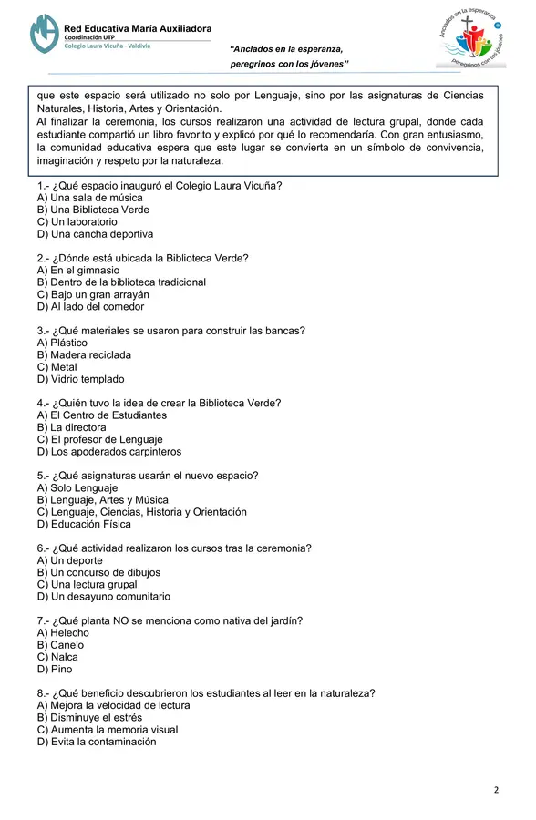 Evaluación Comprensión Lectora Textos Informativos - 5° Básico | profe ...