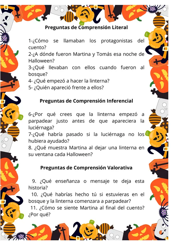 Comprensión lectora Halloween | profe.social