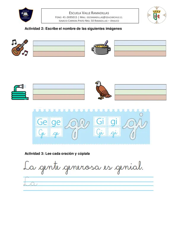 Guía letra G (gue-gui) | profe.social
