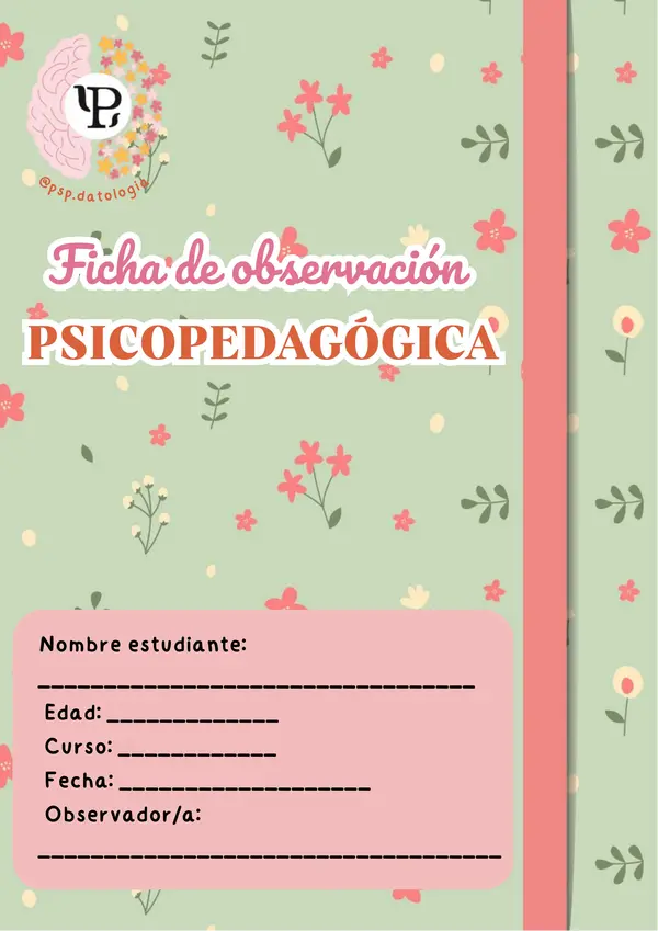 FICHA OBSERVACIÓN PSICOPEDAGÓGICA | profe.social