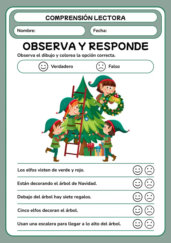 Ficha comprensión lectora Navidad | profe.social