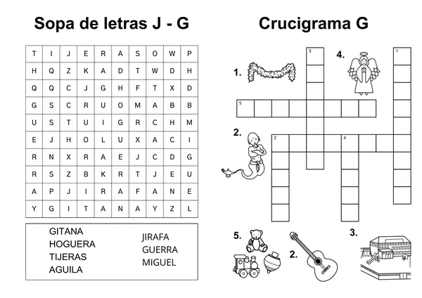 Sopa de letras y crucigrama (G-J) | profe.social