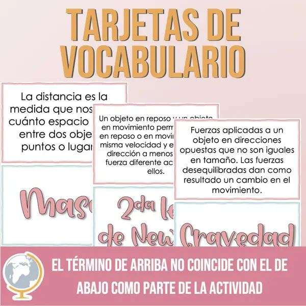 Vocabulario Fuerza y Movimiento Búsqueda del Tesoro | profe.social