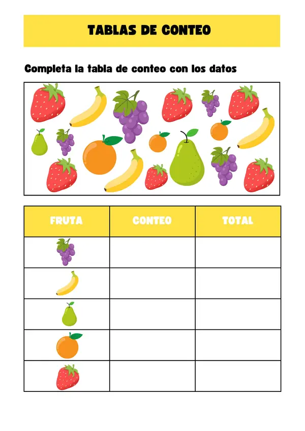 Guía: Completar tablas de conteo | profe.social