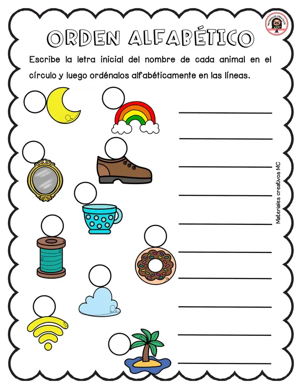 FICHAS PARA TRABAJAR EL ORDEN ALFABÉTICO | profe.social