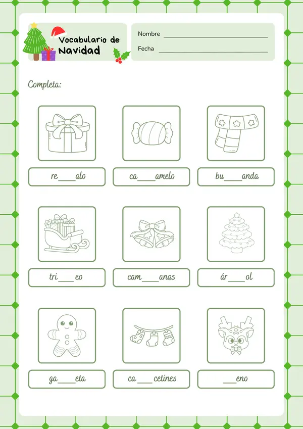 Ficha vocabulario de navidad | profe.social