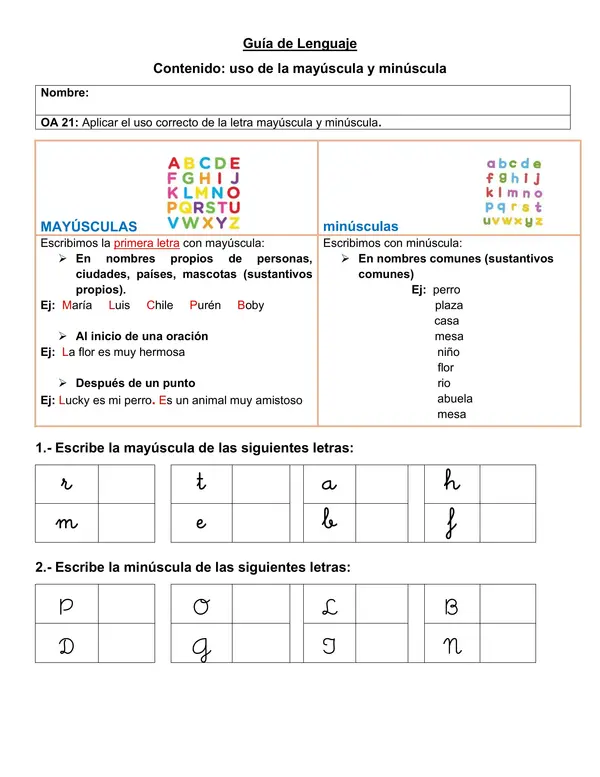 Uso correcto Mayúscula y Minúscula | profe.social