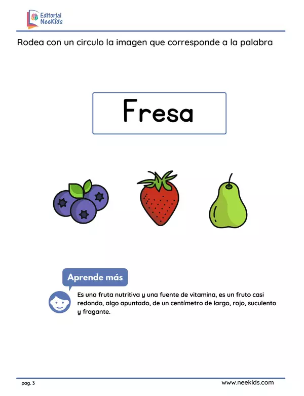Cuaderno de Lenguaje "Frutas y Vegetales" | profe.social