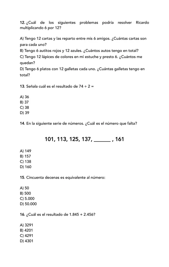 1° Ensayo SIMCE Matemáticas Cuarto Básico | profe.social