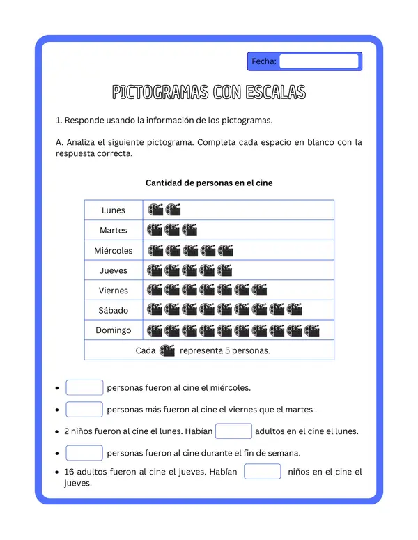 4° básico - Pictogramas con escala y gráficos de barras | profe.social