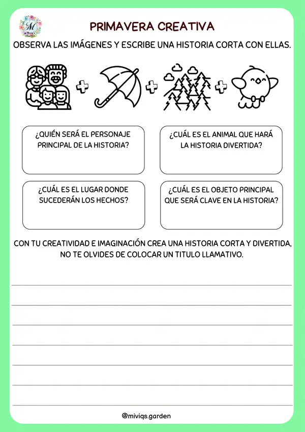 Escritura Creativa Primavera con Dados | profe.social